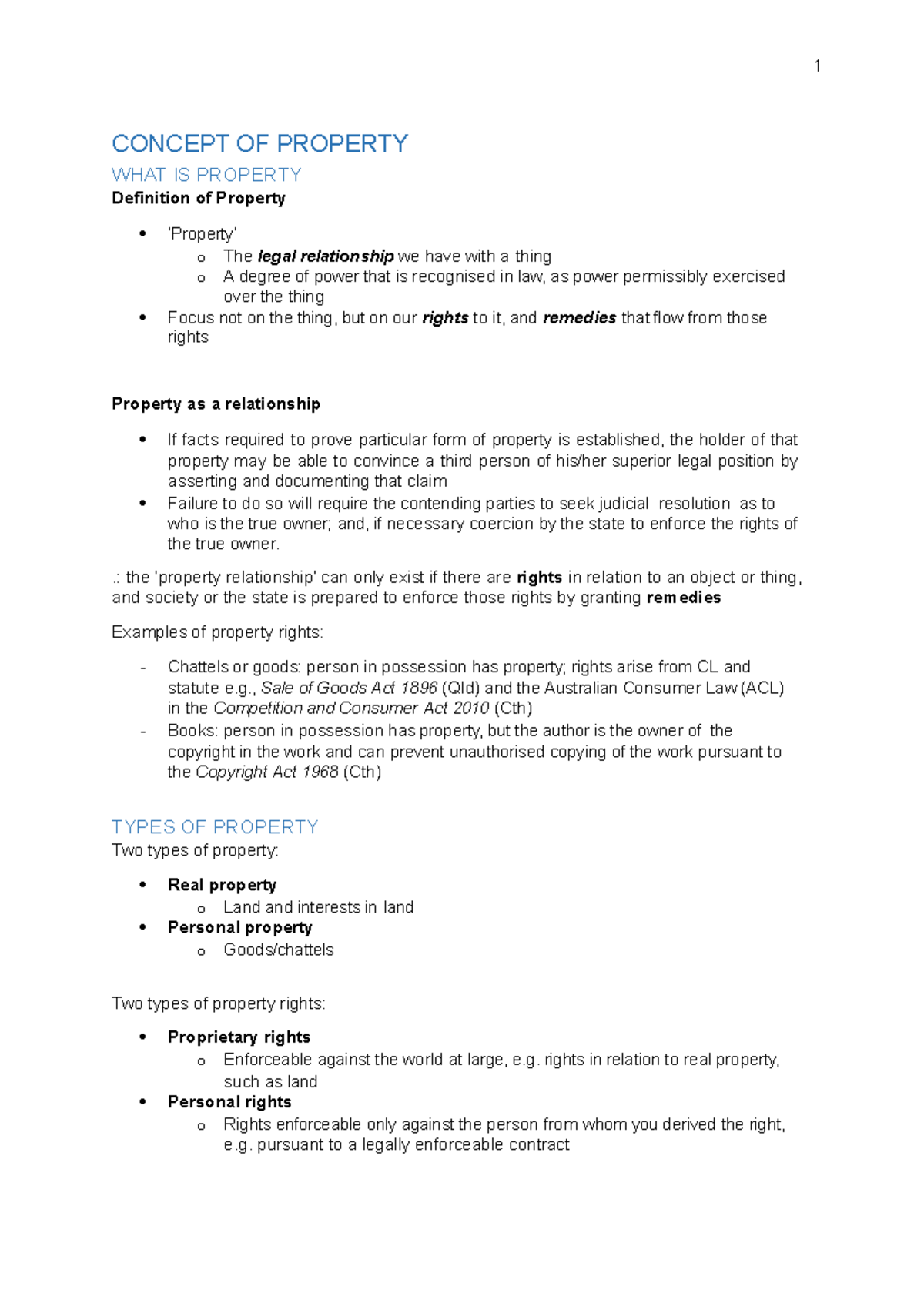 Commercial And Personal Property CONCEPT OF PROPERTY WHAT IS PROPERTY
