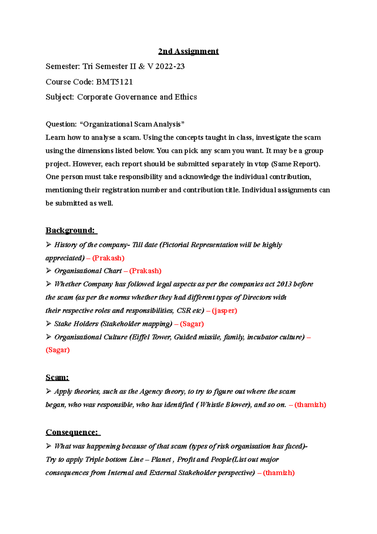 2nd Assignment - nothing - 2nd Assignment Semester: Tri Semester II & V ...