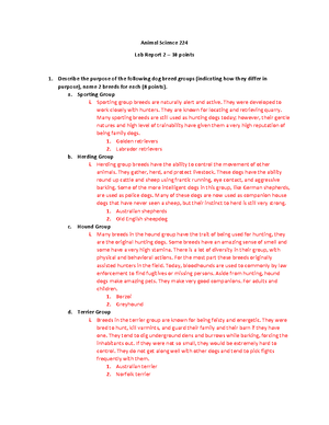 Lab Report - An S 224 - Reproduction Lab - Animal Science 224 Lab Report 5 – 30 points Write the ...