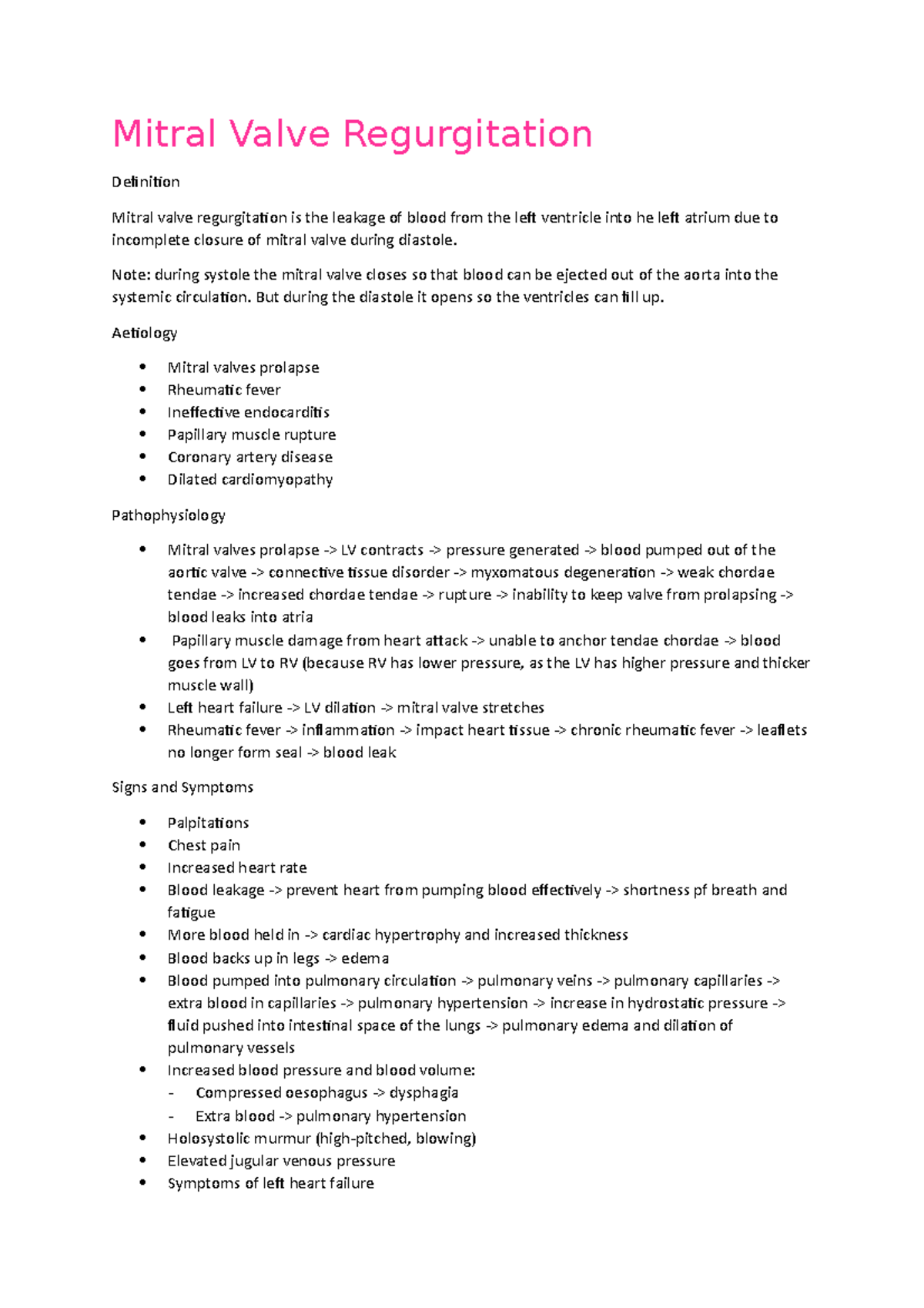 Pathologies 2 - Mitral Valve Regurgitation Definition Mitral valve ...