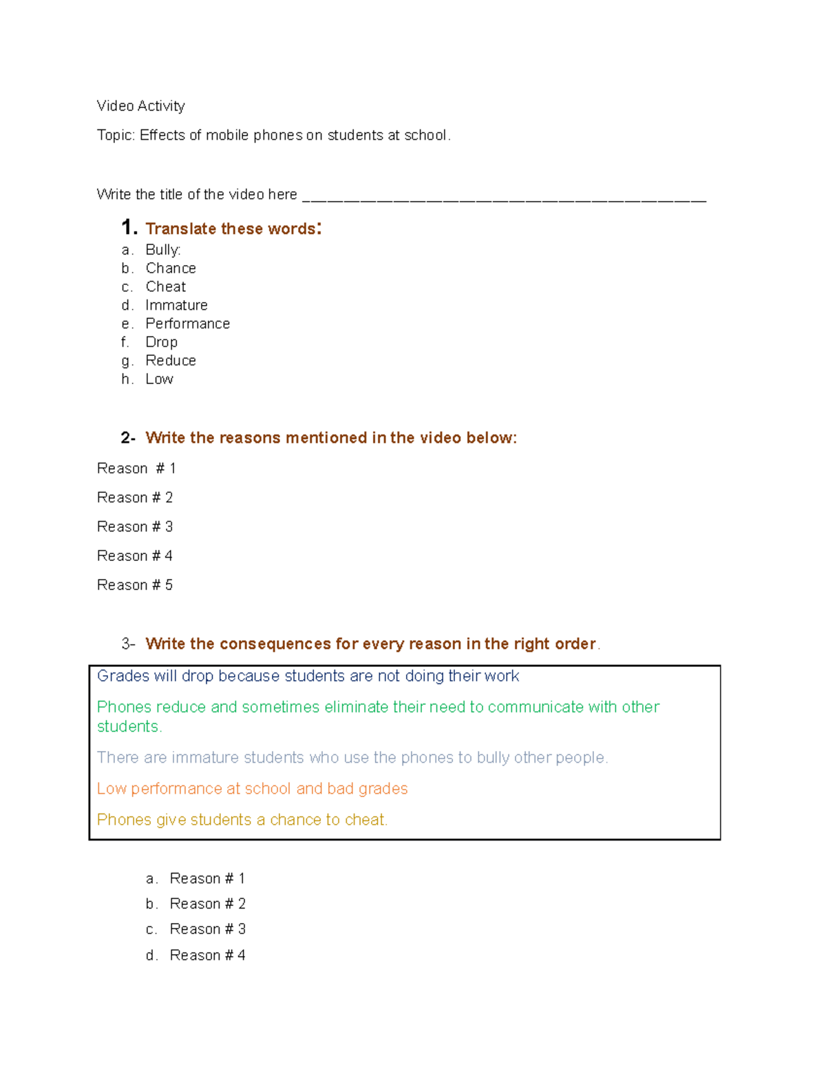 Video Bad effects of mobiles - Video Activity Topic: Effects of mobile ...