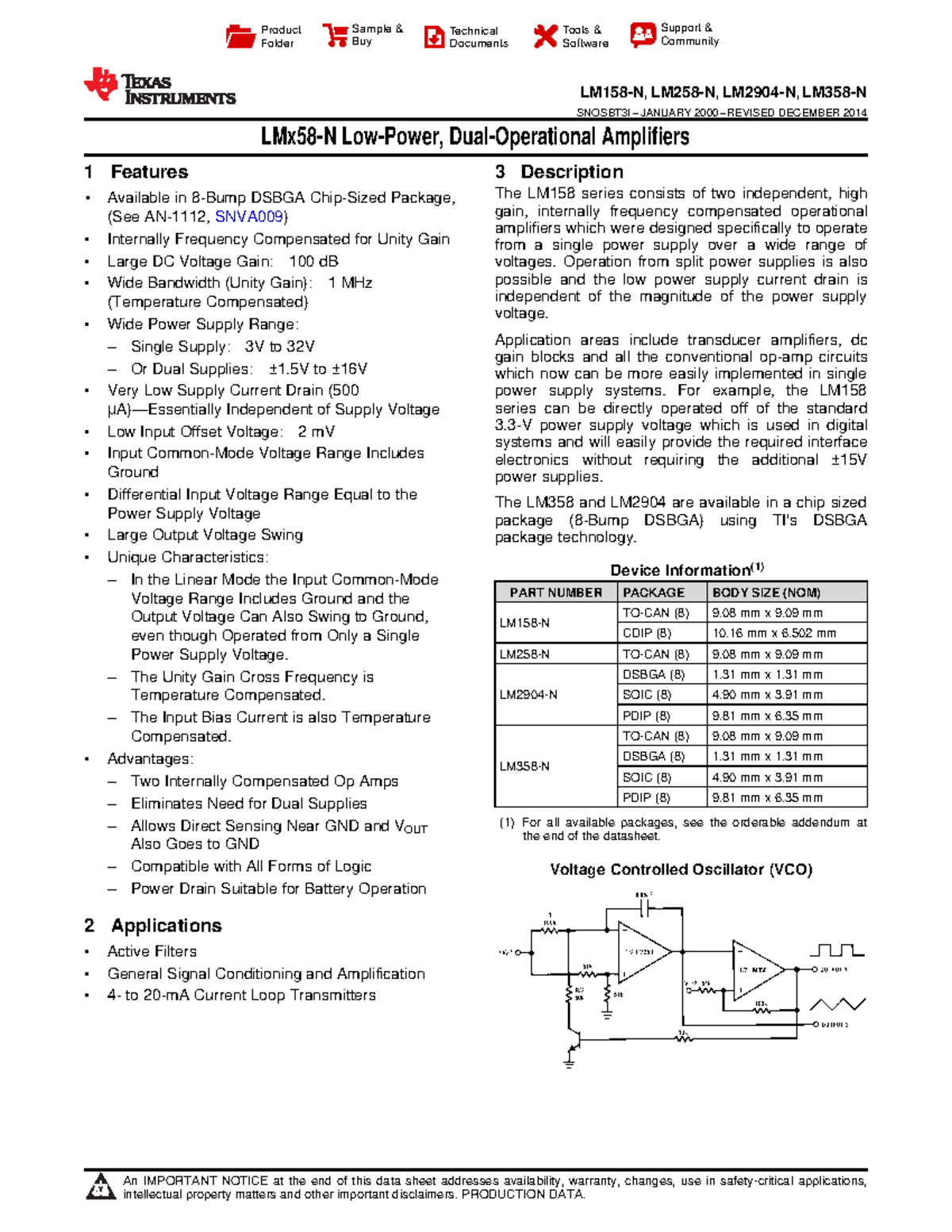 Lm158-n - Nvvjklllo - Product Folder Sample & Buy Technical Documents ...