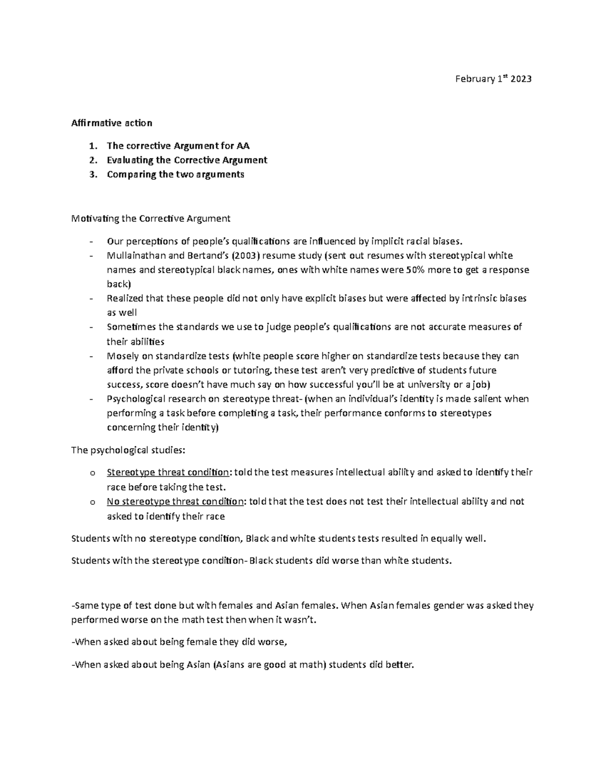 Affirmative action - February 1st 2023 Affirmative action The ...