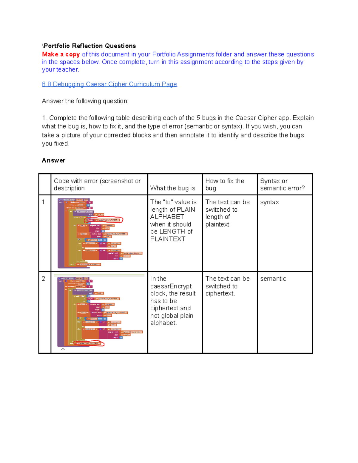 Copy Of Copy Of Pq608 Debugging Caesar Cipher Portfolio Reflection