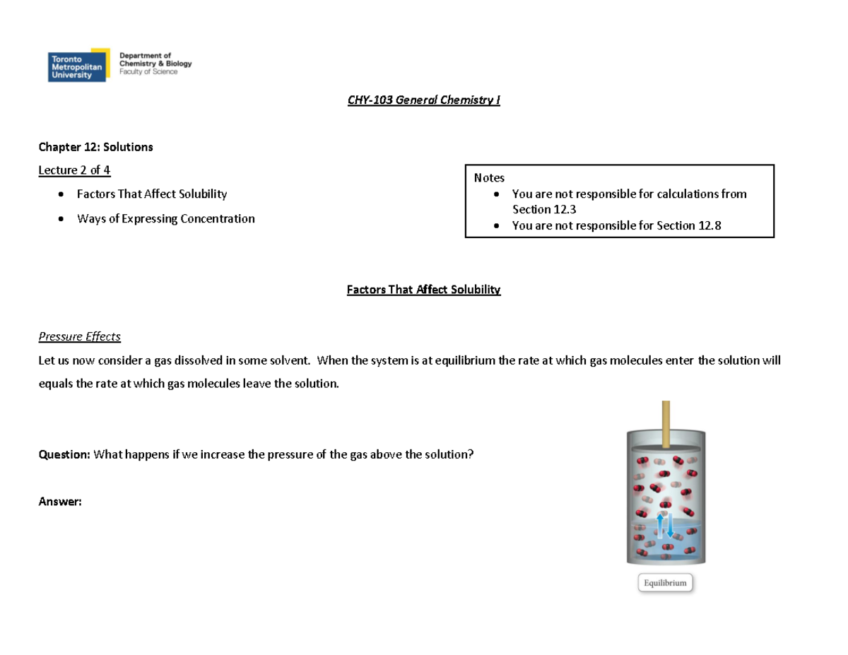 CH12-2 - Study sheet for chem - CHY- 103 General Chemistry I Chapter 12 ...