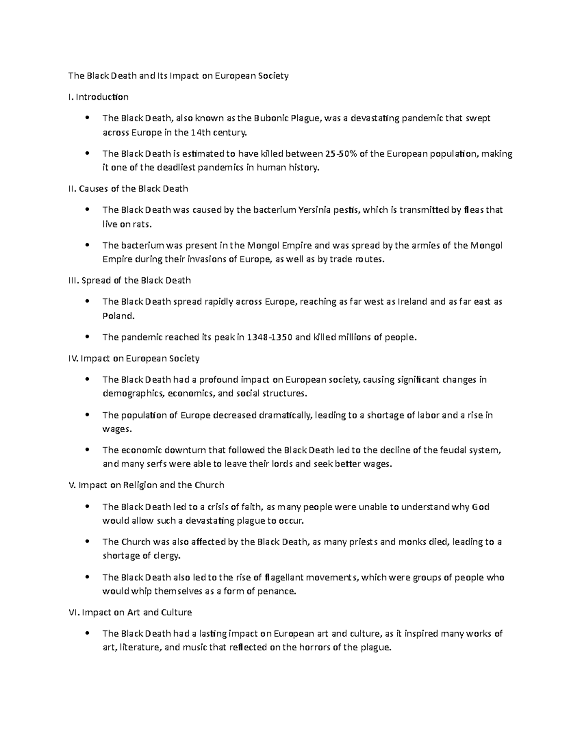 The Black Death and Its Impact on European Society - Introduction The ...