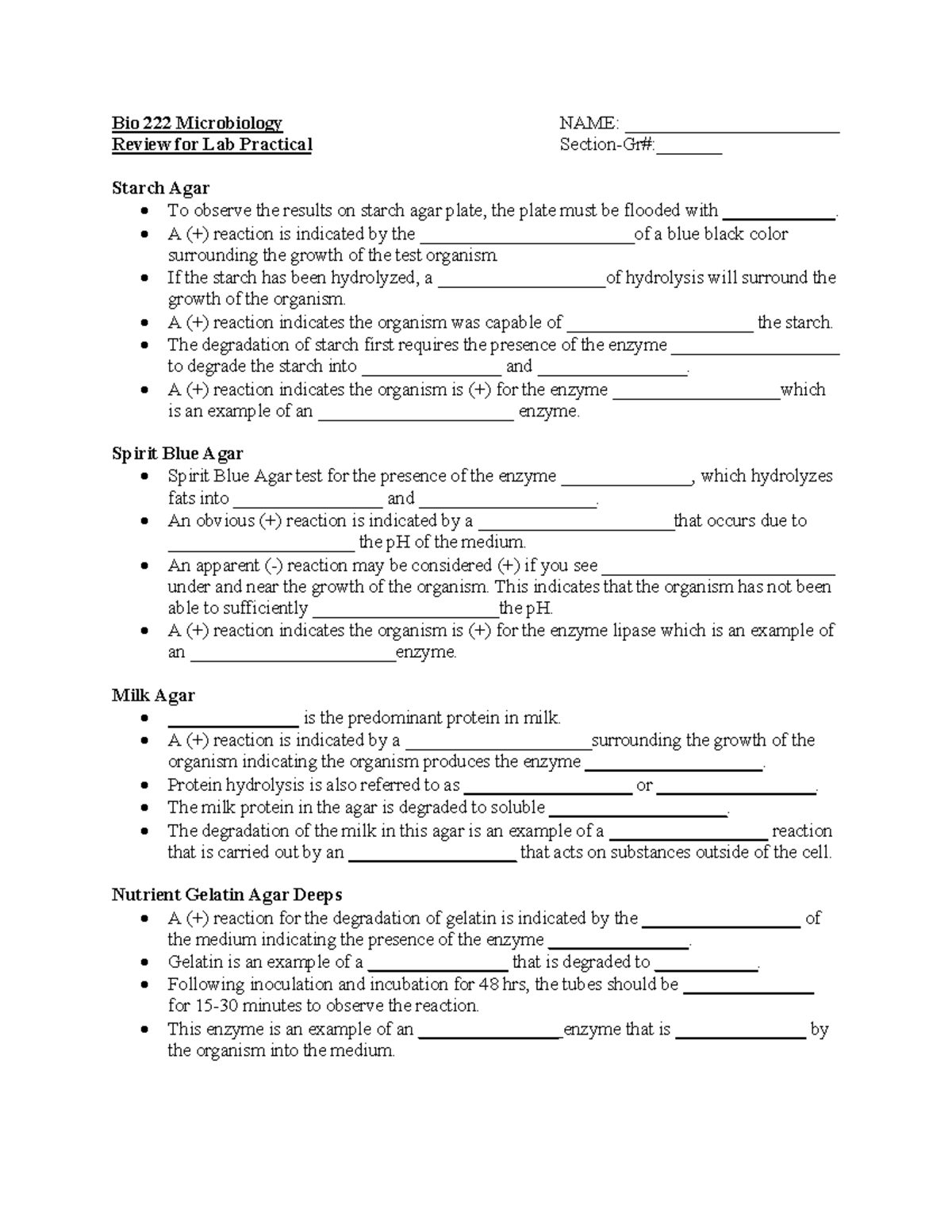Bio 222 Lab Review Fill-in Su2022 - Bio 222 Microbiology NAME ...