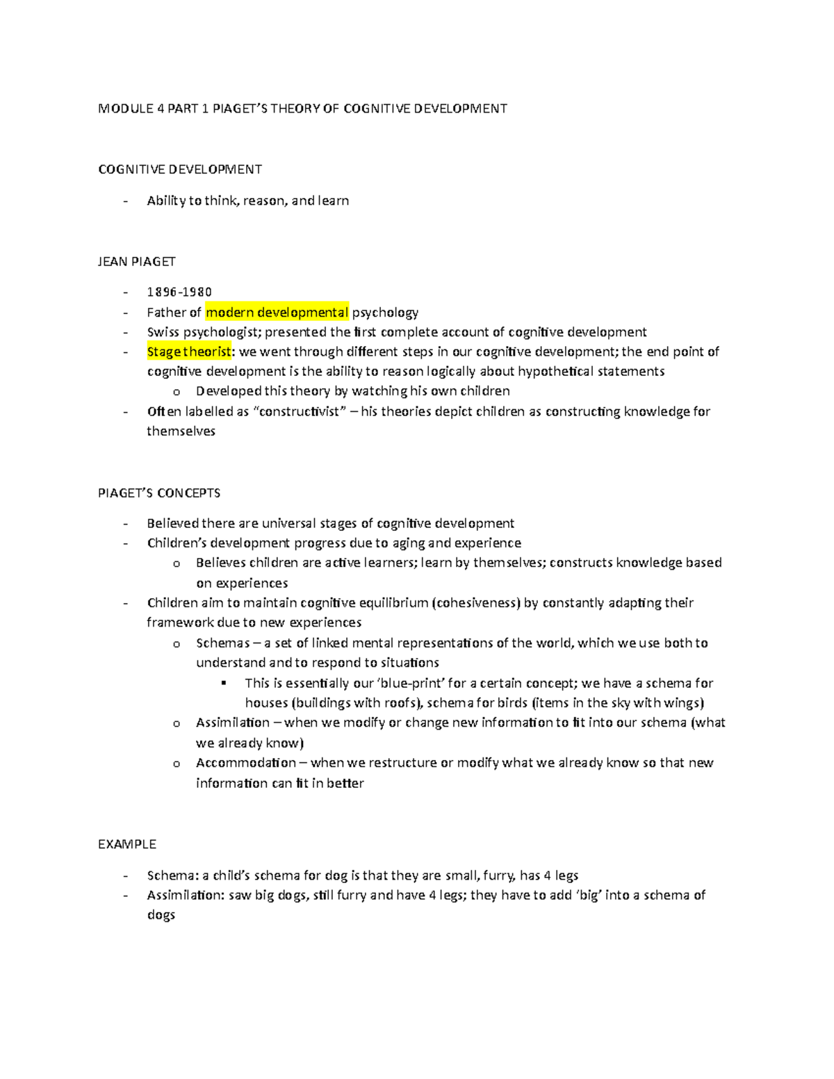 Module 4 - Cognitive Development Across Infancy and Childhood - MODULE ...