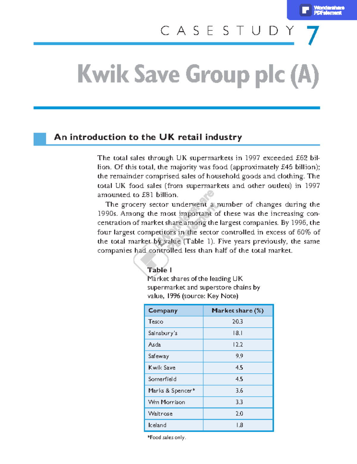Case study kwik save group - C A S E S T U D Y 7 Kwik Save Group plc (A ...