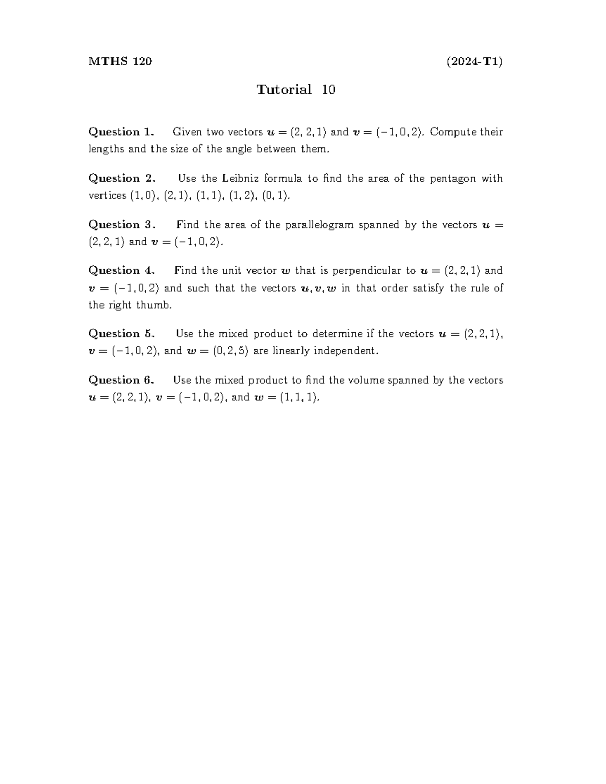 Mths120 T10 2024 - tutorial questions - MTHS 120 (2024-T1) Tutorial 10 ...