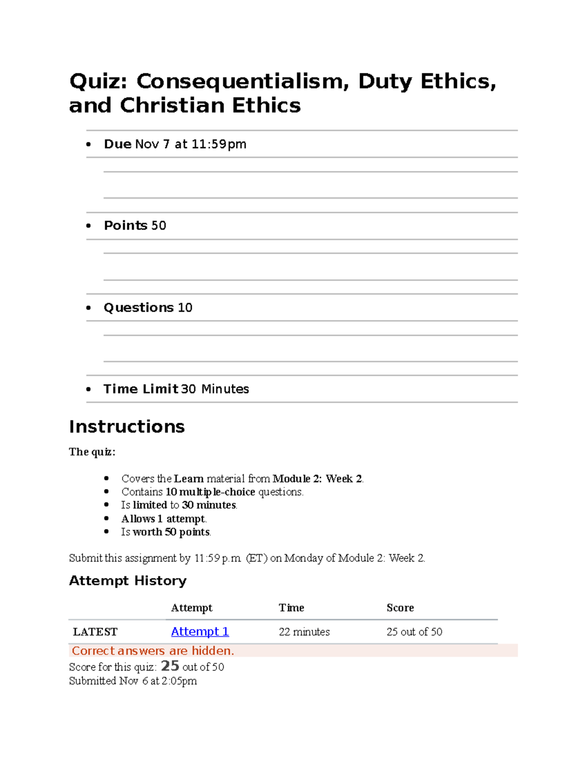 Ethics 101 Quiz 2 - Quiz: Consequentialism, Duty Ethics,and Christian ...