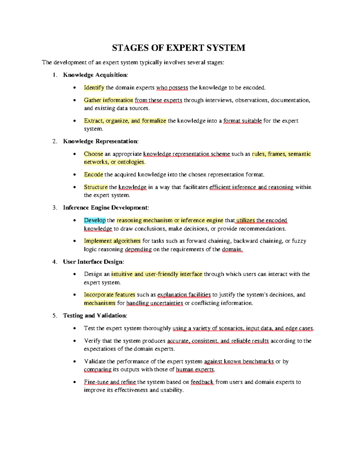 Stages OF Expert System - STAGES OF EXPERT SYSTEM The development of an ...