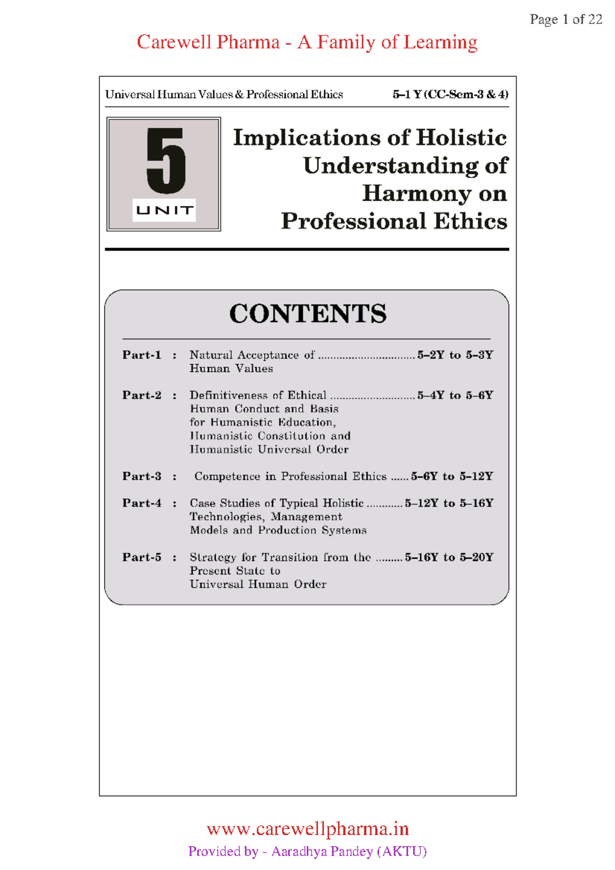 Unit 5 Universal Human Values & Ethics - Universal Human Values ...