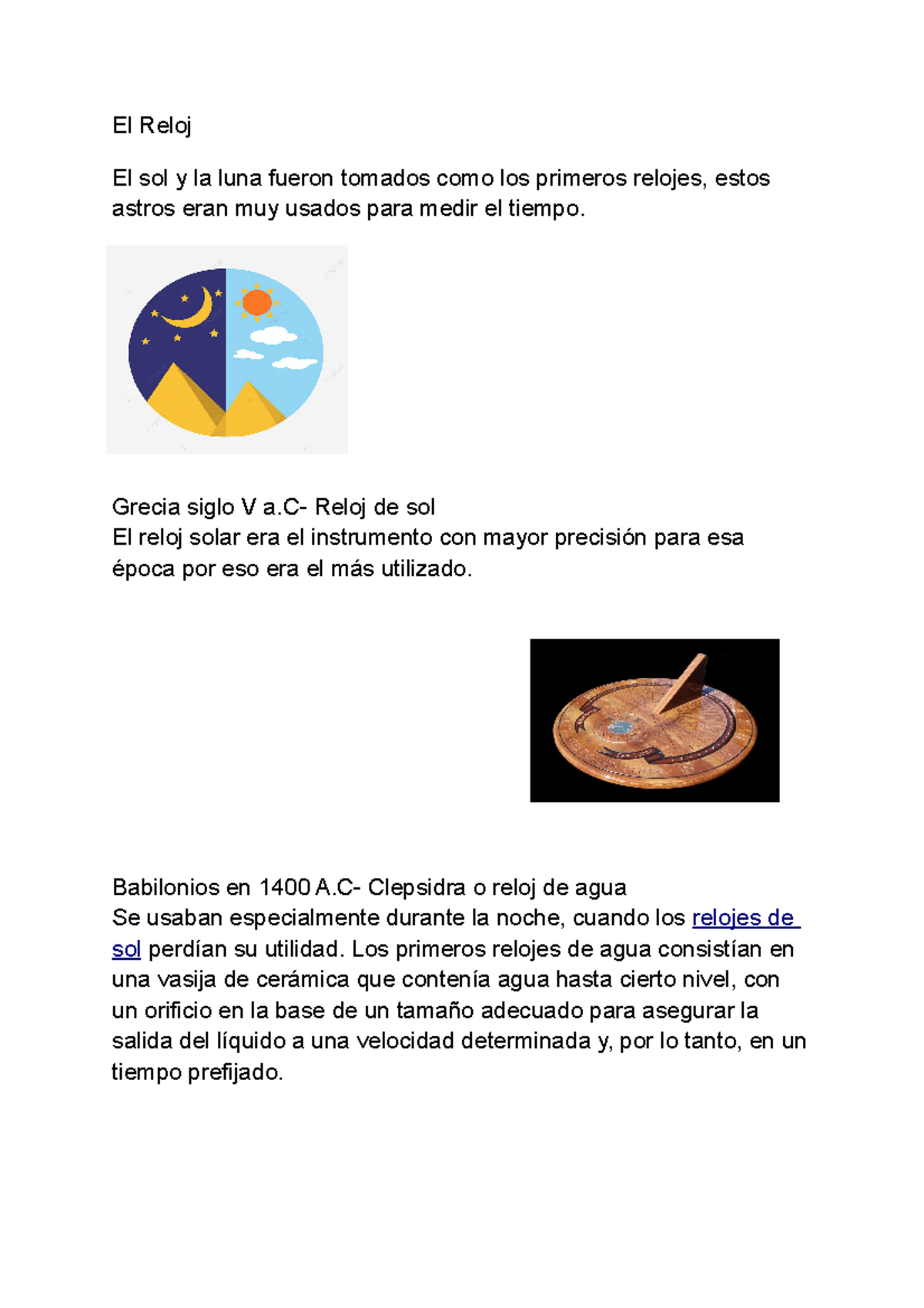 Linea del reloj - El Reloj El sol y la luna fueron tomados como los ...