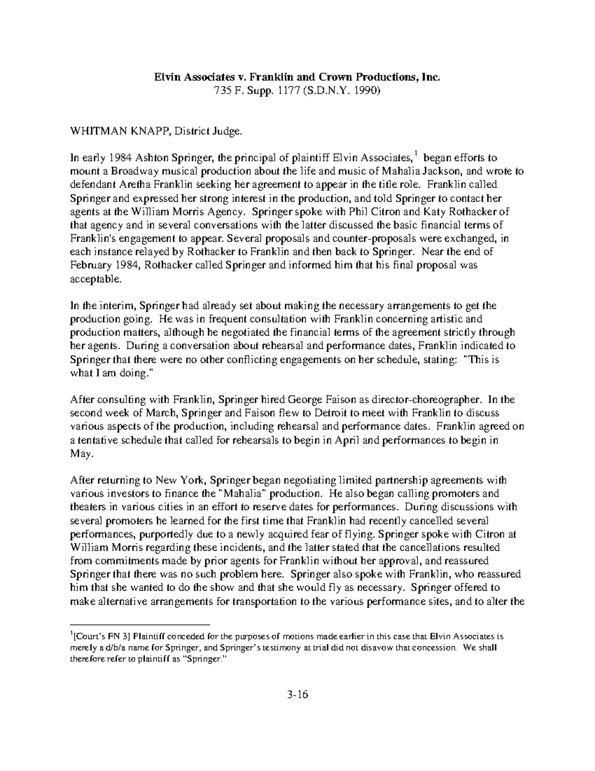 Elvin v. Franklin - Anderson Fall 2022 - Elvin Associates v. Franklin ...