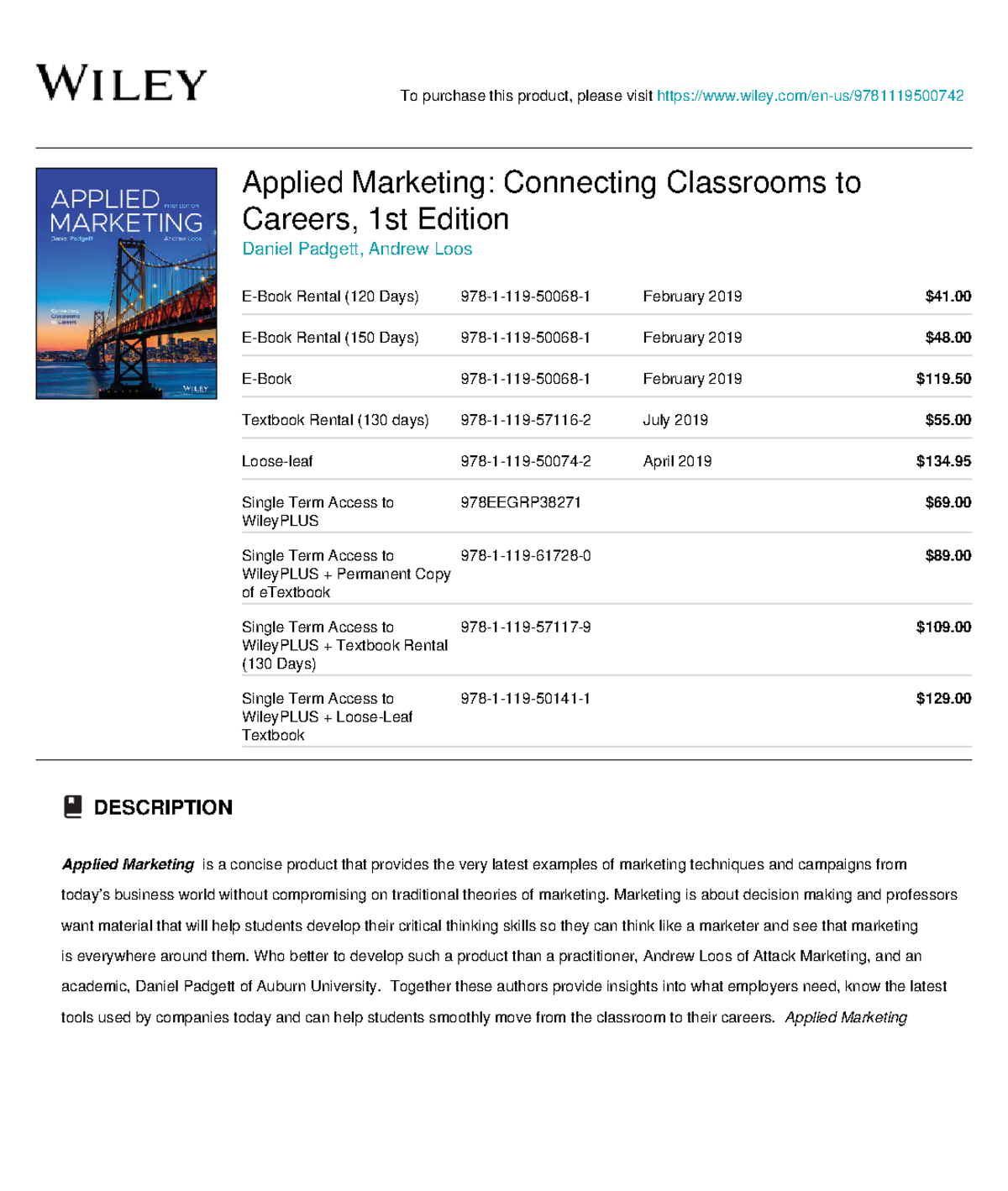 Wiley Applied Marketing: Connecting Classrooms to Careers, 1st Edition ...