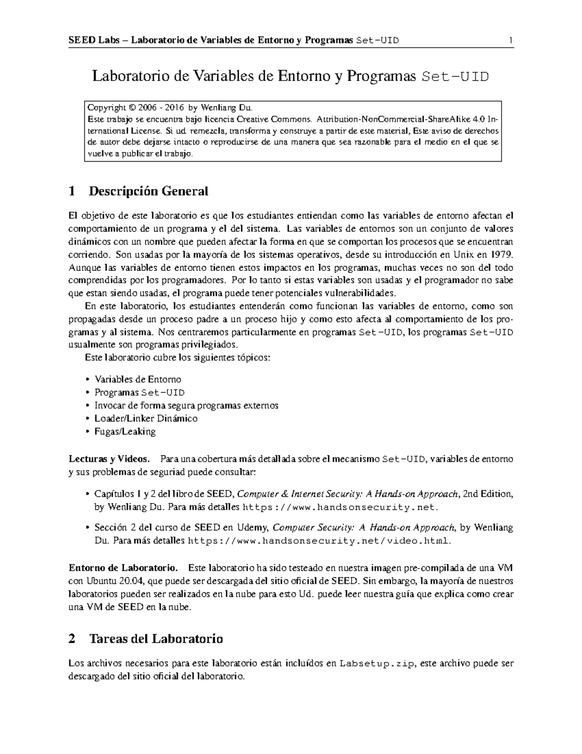 Environment Variable and Set UID es - SEED Labs Laboratorio de Variables de Entorno y Programas ...