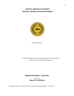 NSTP E-Portfolio - CENTRAL MINDANAO UNIVERSITY NATIONAL SERVICE ...