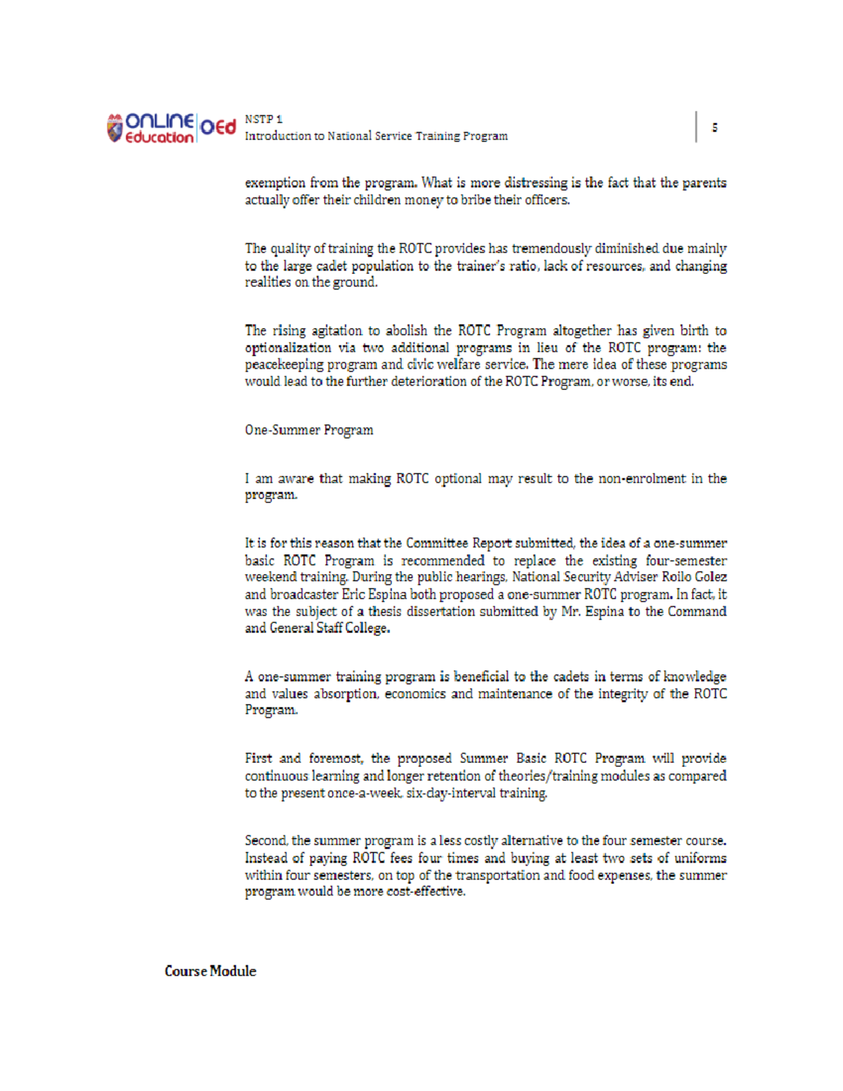 5 - lesson 1 page 5 - National Service Training Program - Studocu