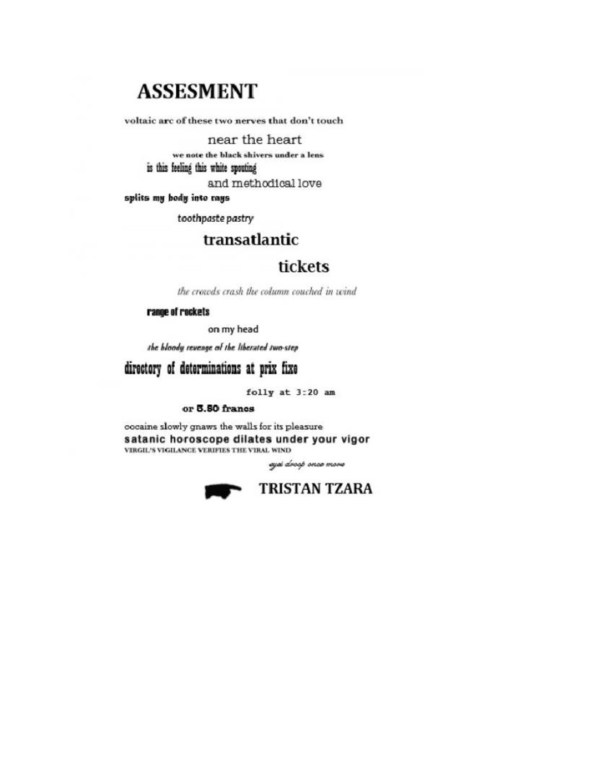 Three Dada Poems by Tristan Tzara - ENGL 103 - Studocu