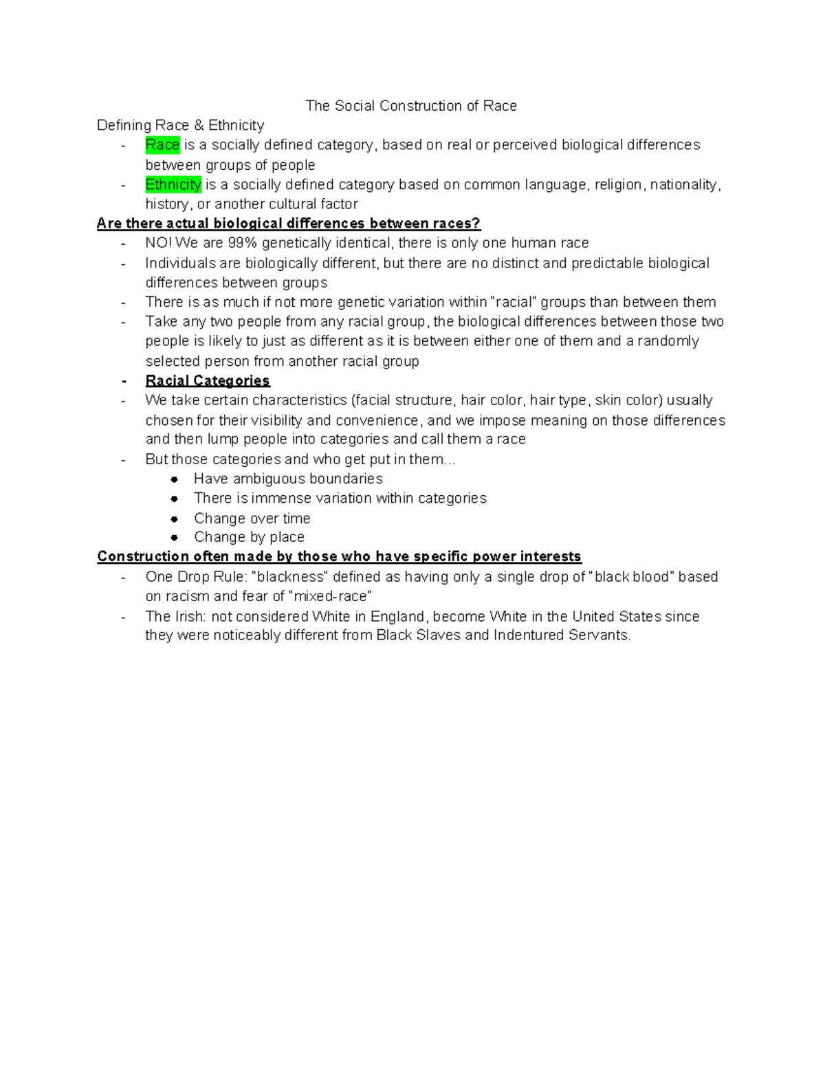 Soc Lecture Week 9 - Dr. Rotondi - The Social Construction of Race ...