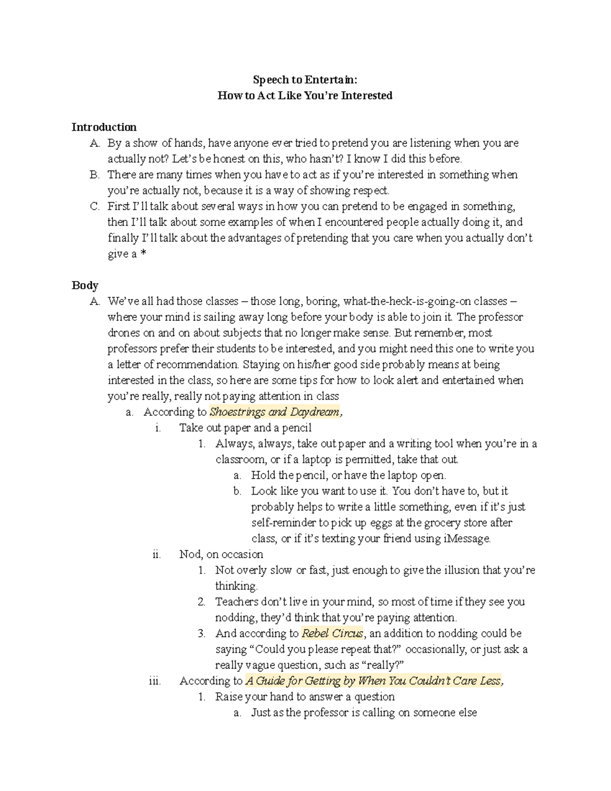 Speech to Entertain - Speech to Entertain: How to Act Like You’re ...