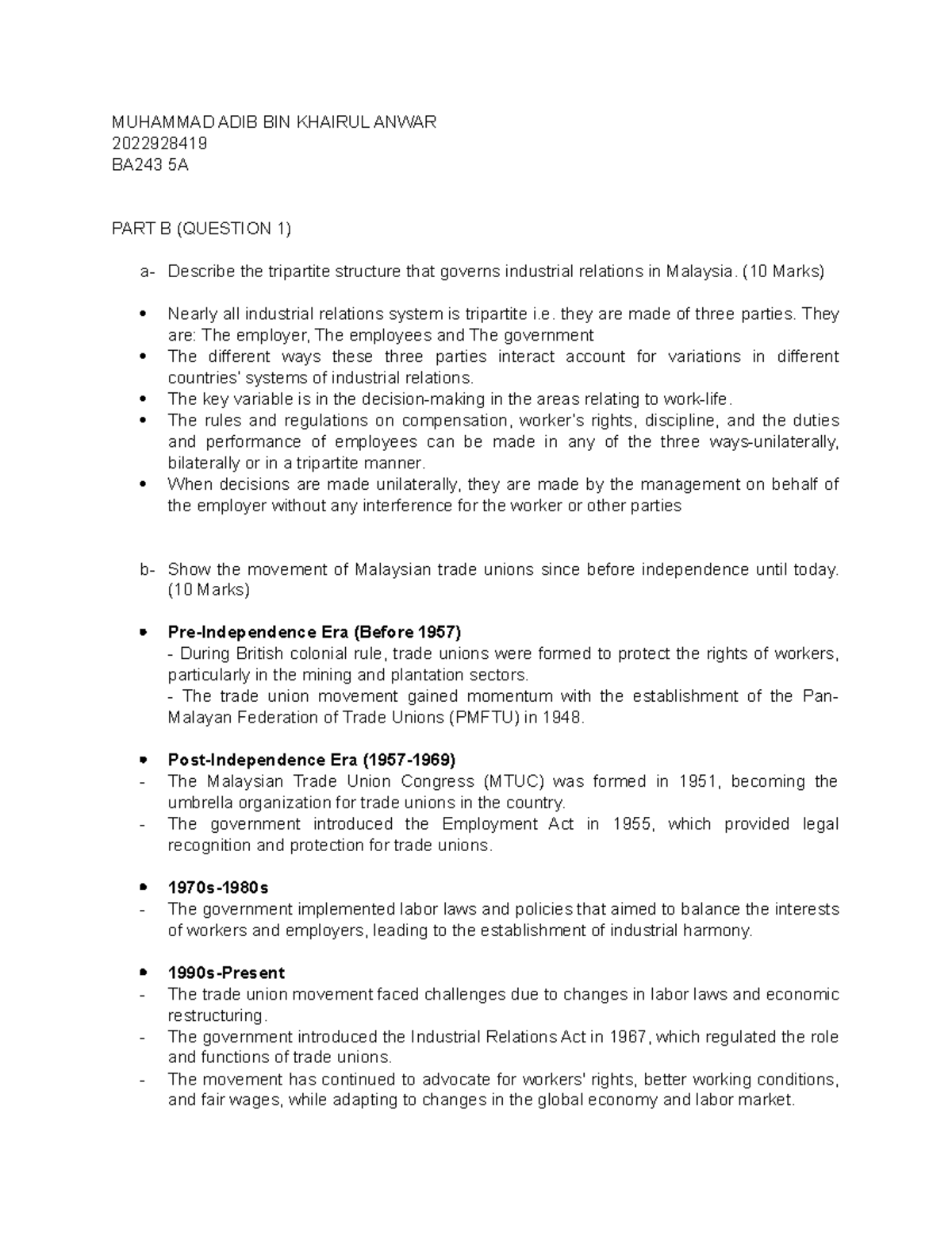 TUTO (JAN 2024) - tuto - MUHAMMAD ADIB BIN KHAIRUL ANWAR 2022928419 ...