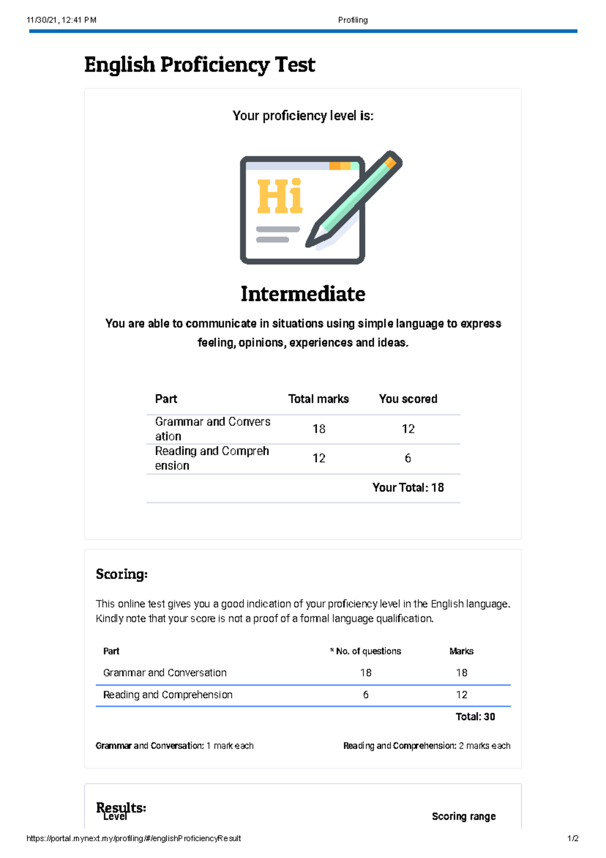 English Proficiency - Read - 11/30/21, 12:41 PM Profiling - Studocu