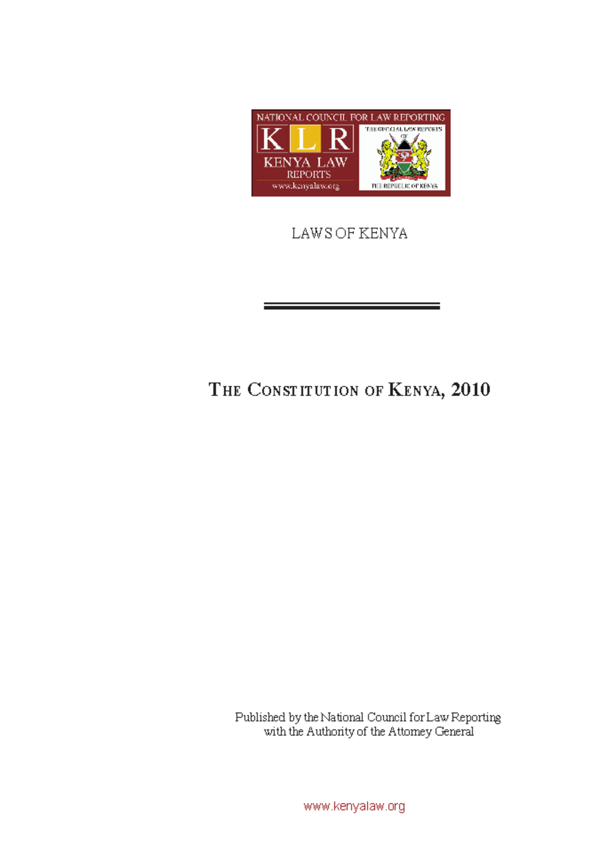The Constitution of Kenya, 2010 1n2 - LAWS OF KENYA The C onsTiTuTion ...