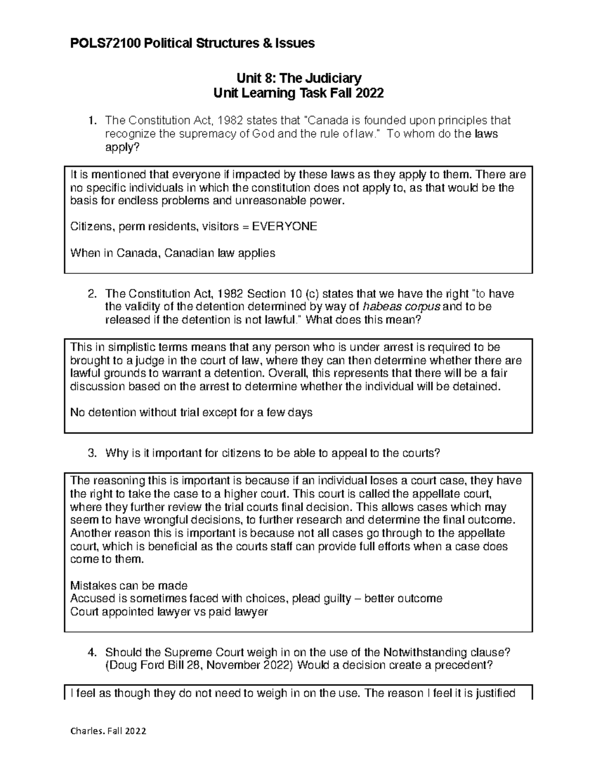 Learning Task Unit 8 - POLS72100 Political Structures & Issues Charles ...
