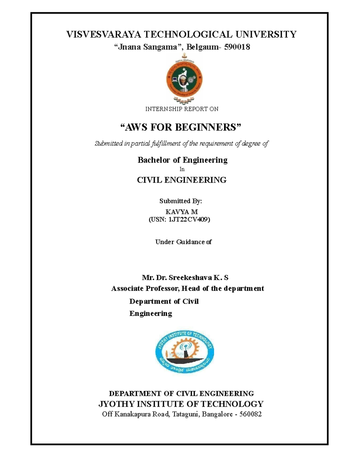 Balaji Inter - VISVESVARAYA TECHNOLOGICAL UNIVERSITY “Jnana Sangama ...