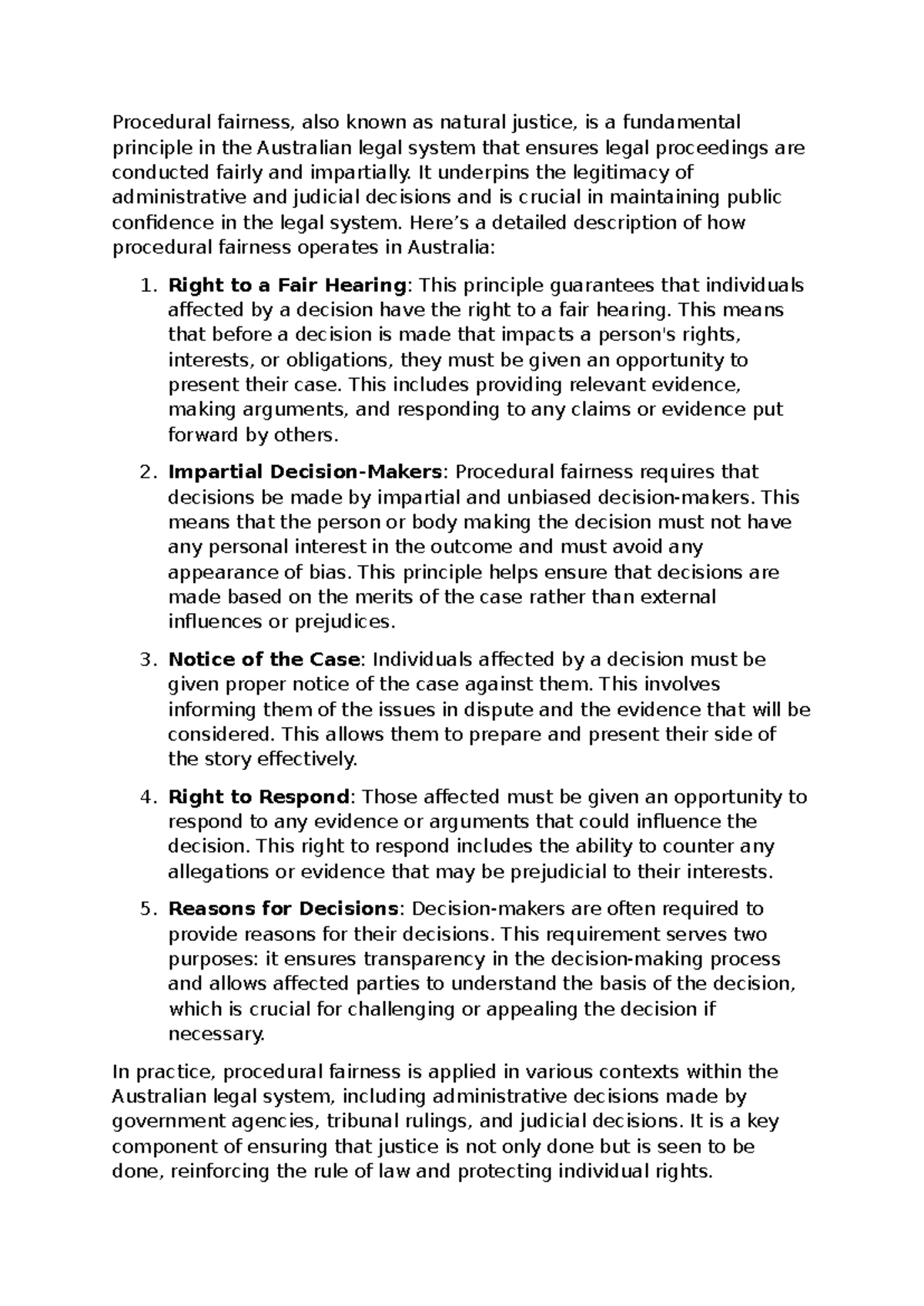 Procedural Fairness - An Overview - Procedural fairness, also known as ...