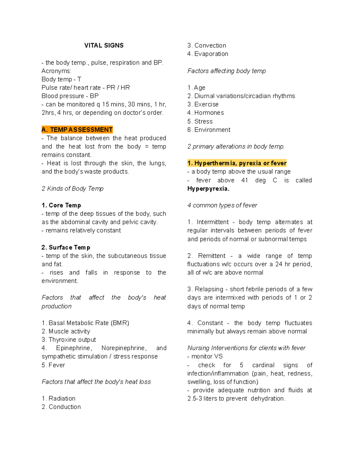 Vital Signs - VITAL SIGNS the body temp., pulse, respiration and BP ...