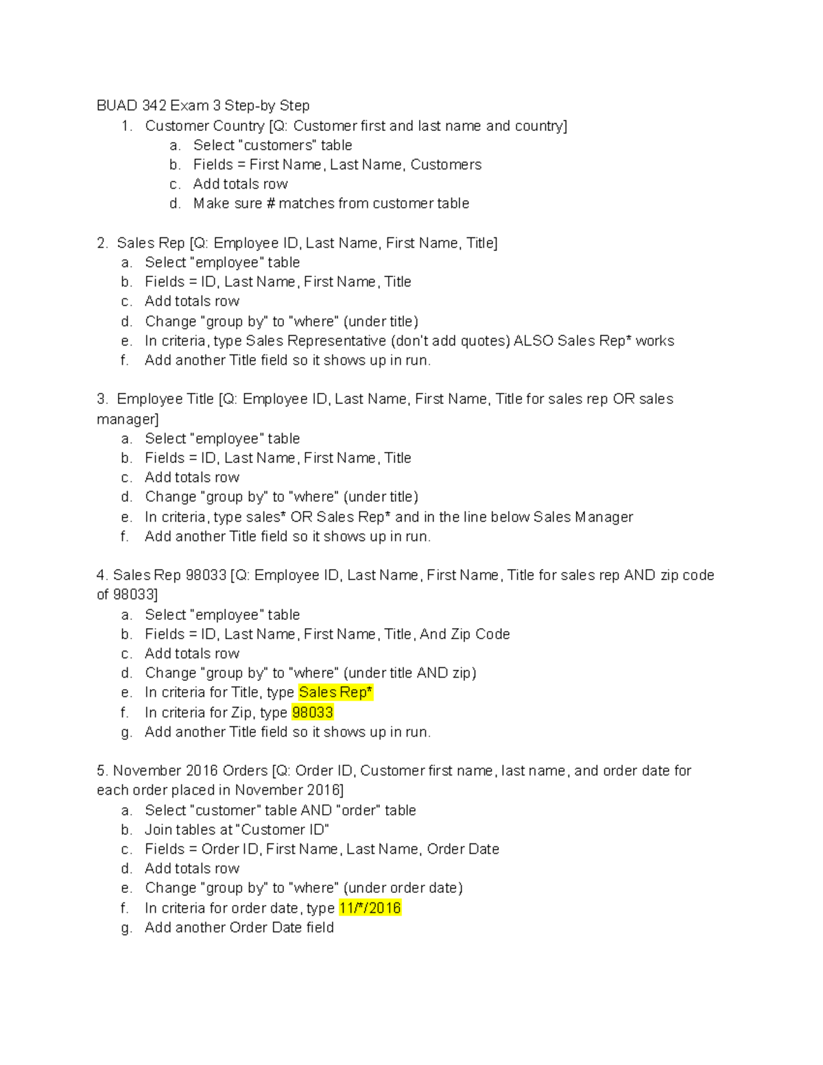 BUAD 342 Exam 3 Step-by Step - Google Docs - BUAD 342 Exam 3 Step 1 ...