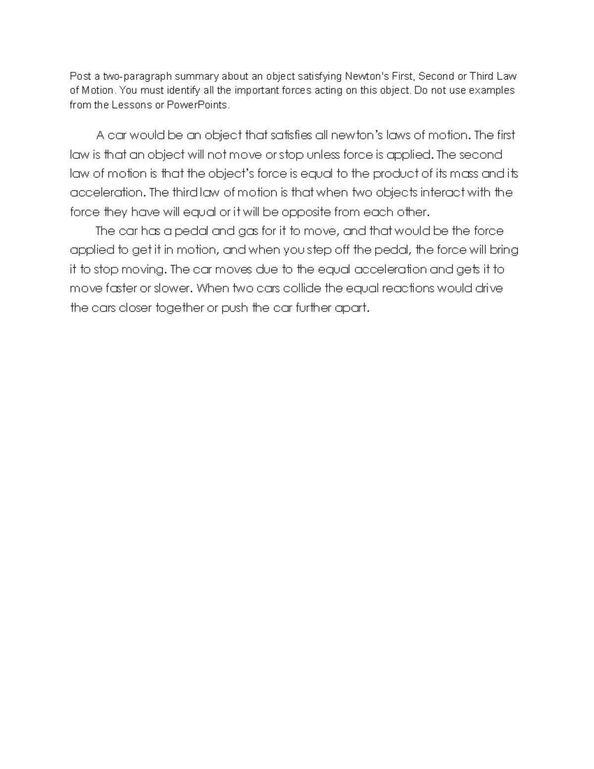 Assignment 4 physics - week 4 - Post a two-paragraph summary about an ...