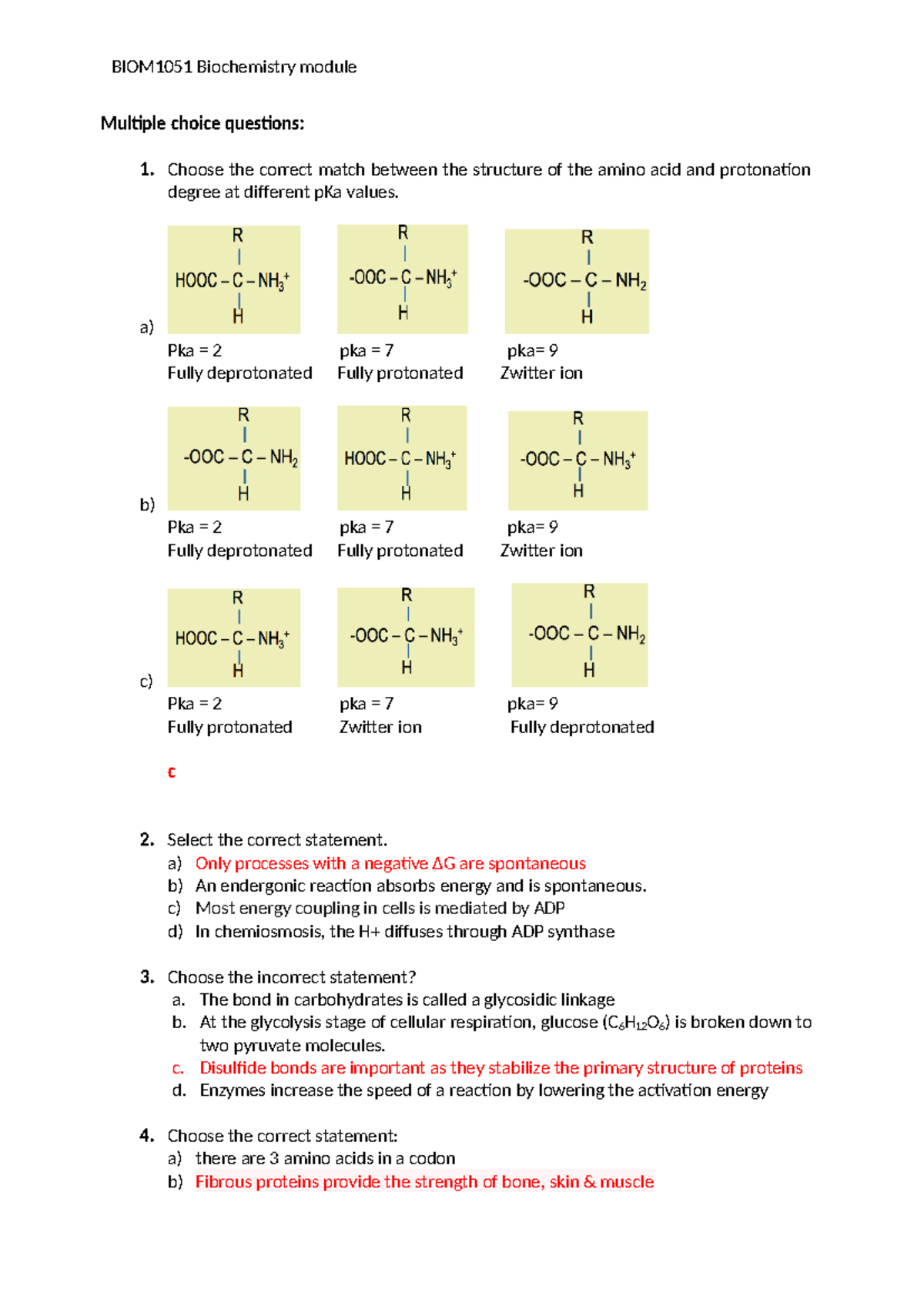 BIOM1051 PAS Week 4 Worksheet with answers - Multiple choice questions ...