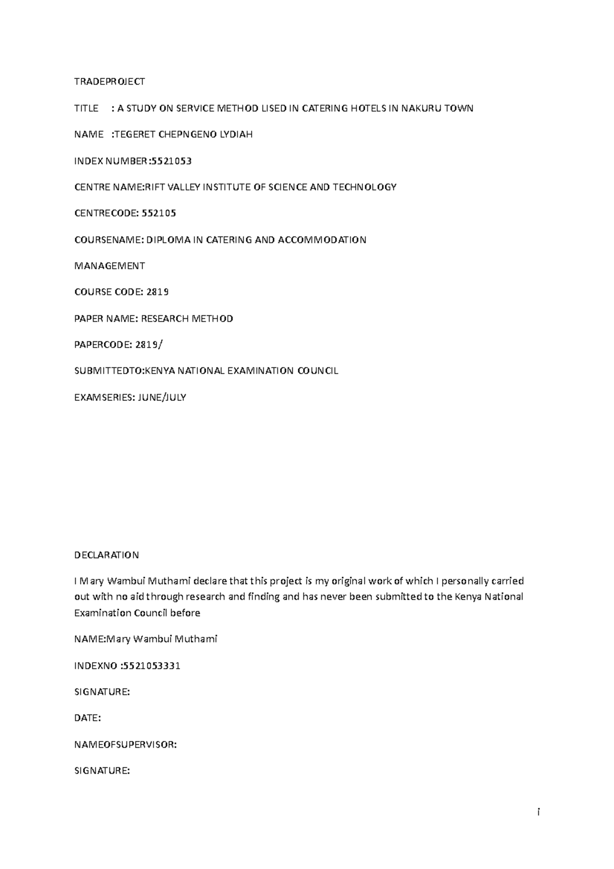 .MARY Trade Project-2 1665505996000 - TRADEPROJECT TITLE : A STUDY ON ...