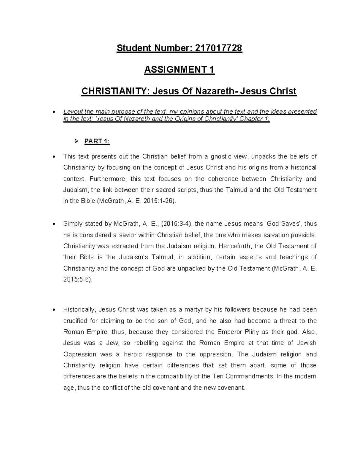 Christianity Assignment 1 - Student Number: 217017728 ASSIGNMENT 1 ...