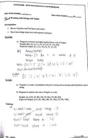 DS LAB Manual 2021 2022 - DATA STRUCTURES USING C - LABORATORY MANUAL DATA STRUCTURES AND ...