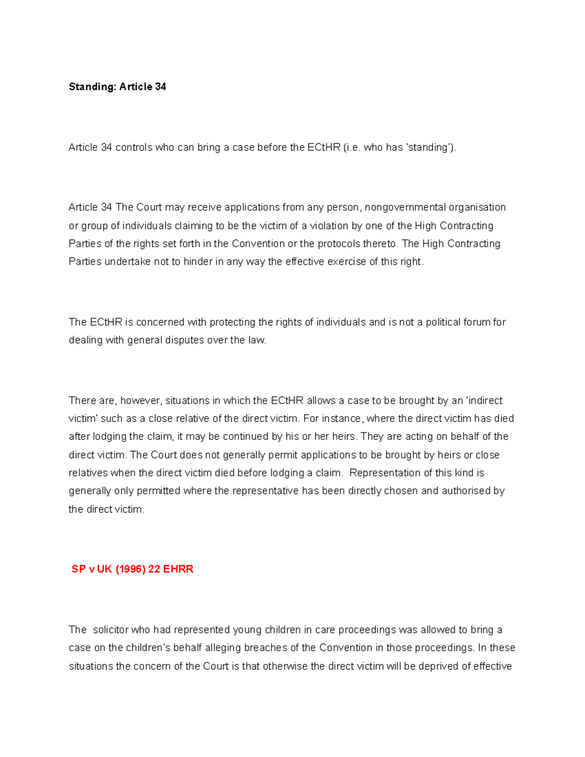 Standing Article 34 - Standing: Article 34 Article 34 controls who can ...