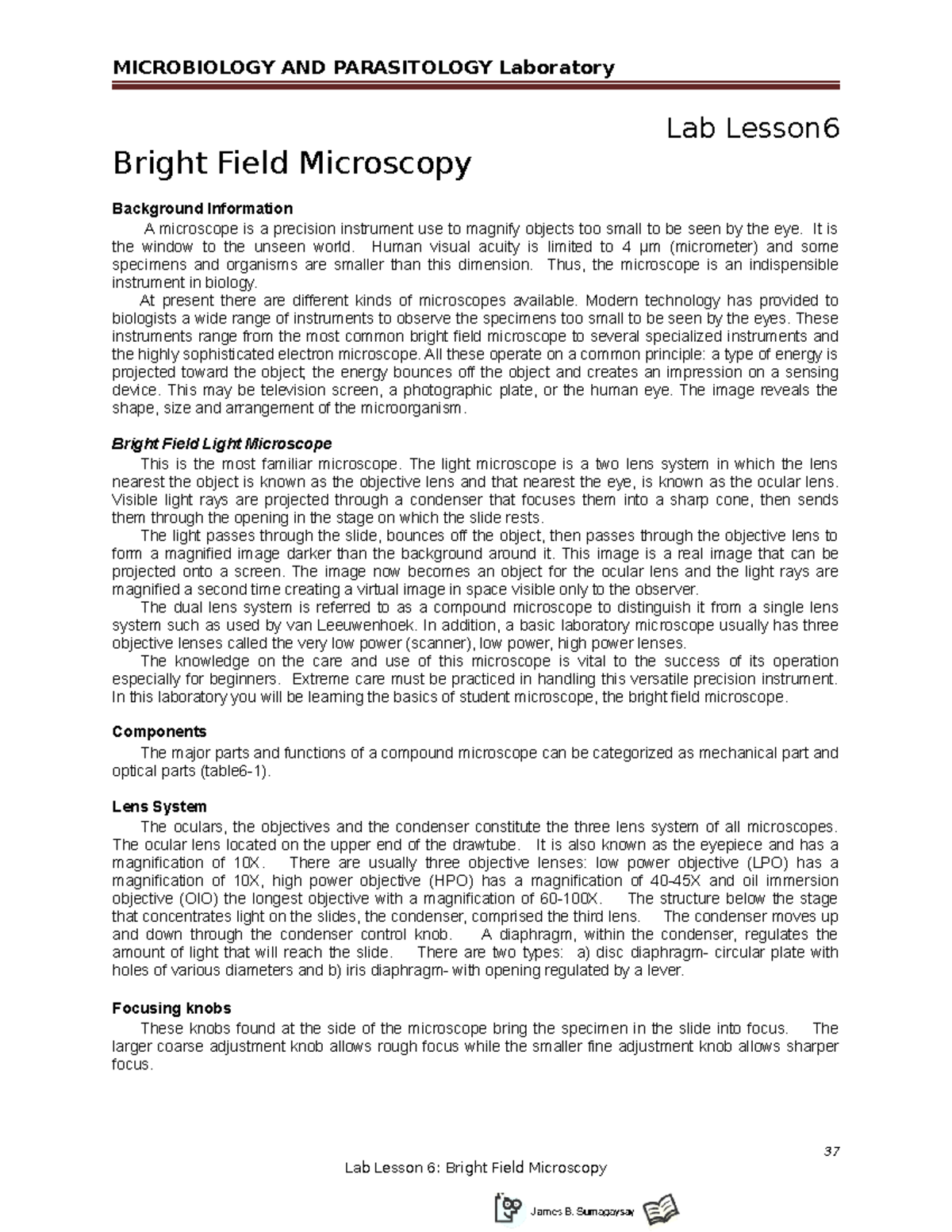 206-lab-ex 6a bright-field-microscopy - Lab Lesson Bright Field ...