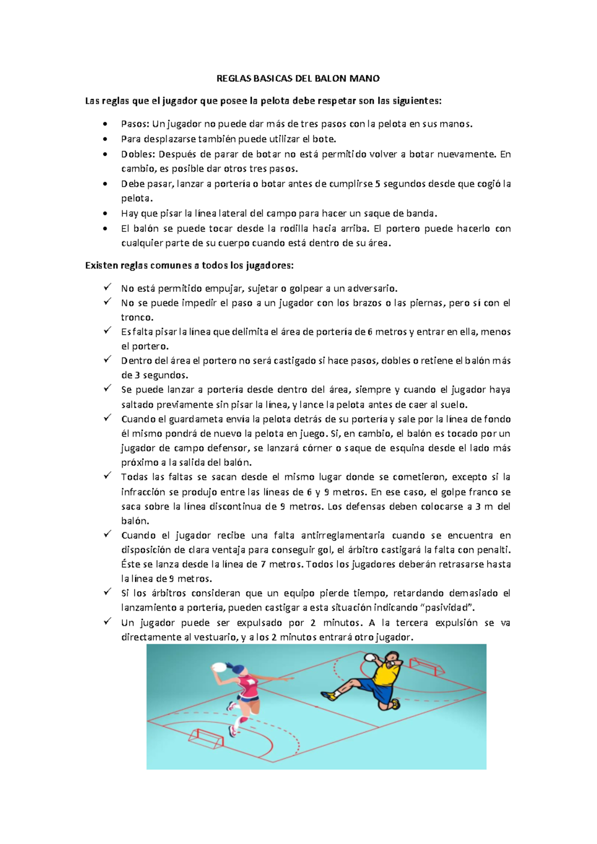 Reglas Basicas DEL BalonMANO - REGLAS BASICAS DEL BALON MANO Las reglas ...