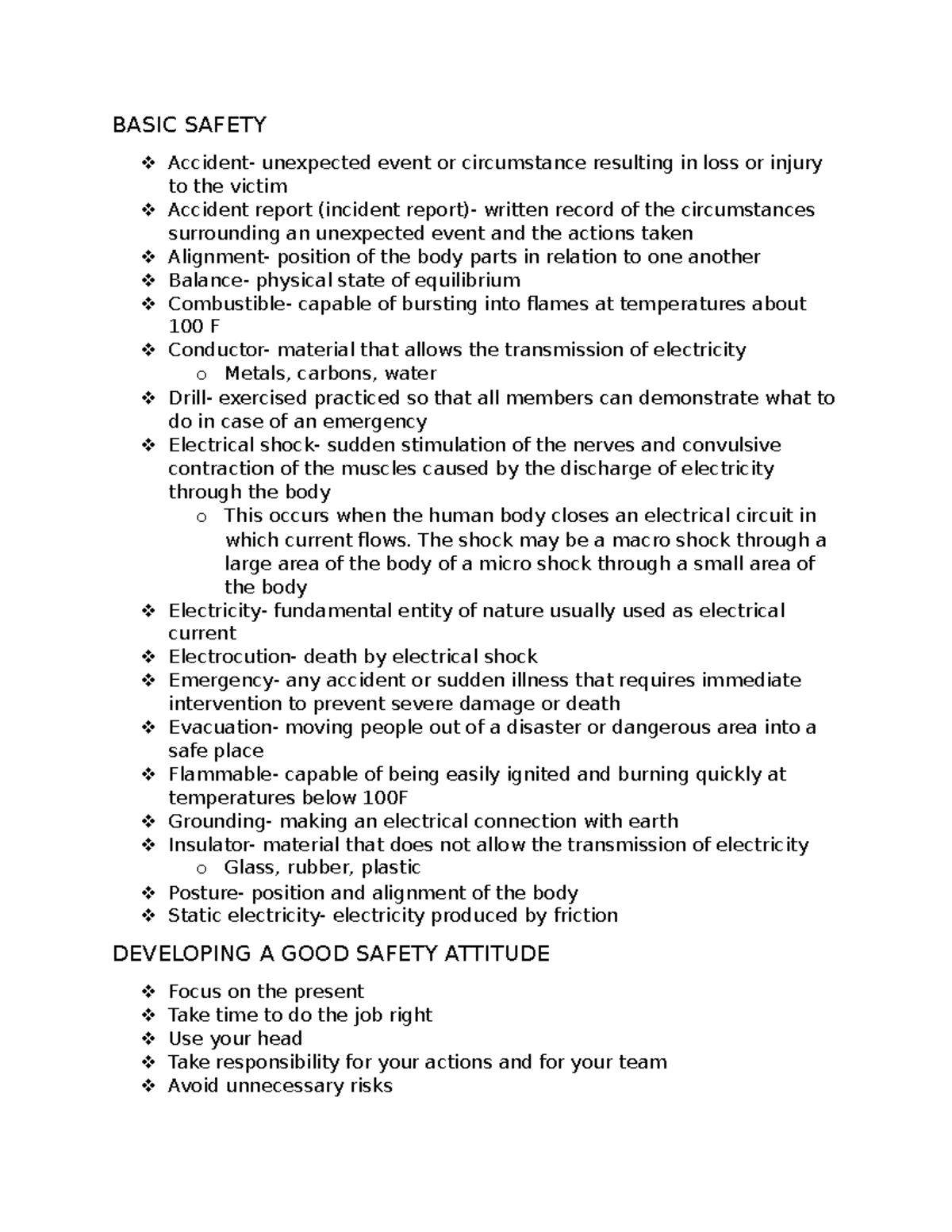 Basic safety notes - BASIC SAFETY Accident- unexpected event or ...