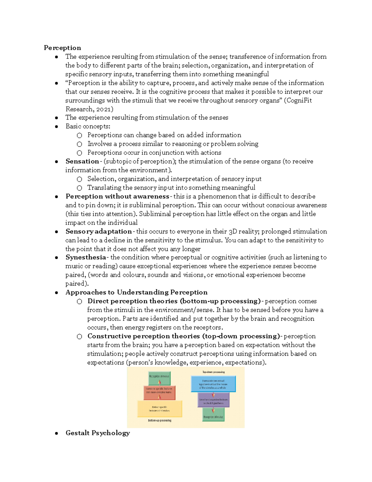 Lecture 3 Perception Attention - Perception The experience resulting ...