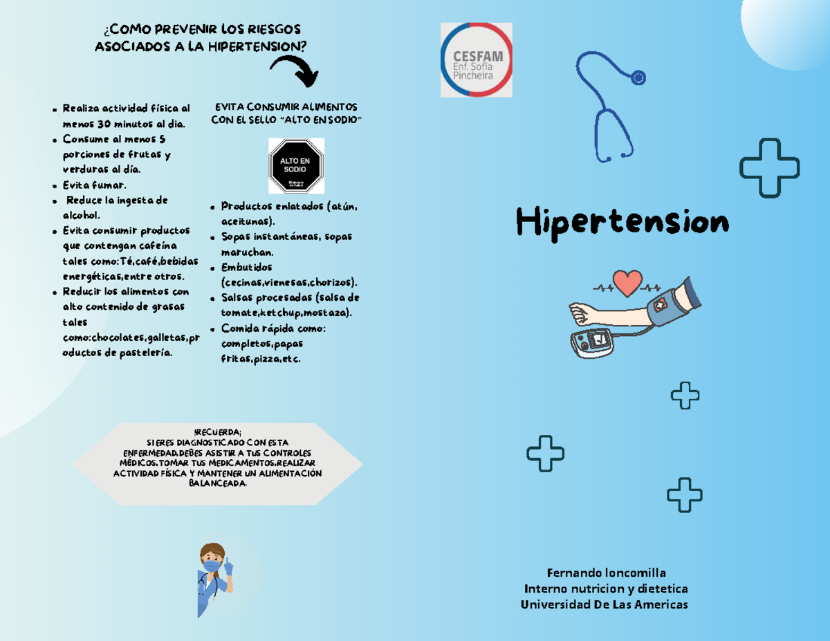 Diptico HTA - !RECUERDA¡ SI ERES DIAGNOSTICADO CON ESTA ENFERMEDAD ...