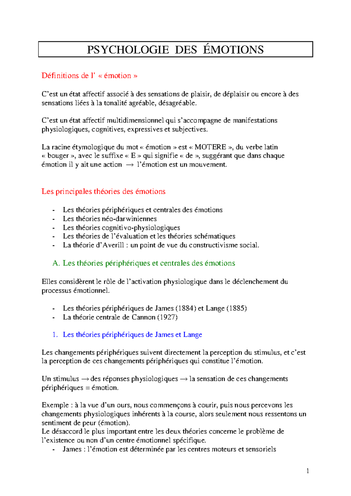 Psycho émotion - PSYCHOLOGIE DES ÉMOTIONS Définitions de l’ « émotion ...