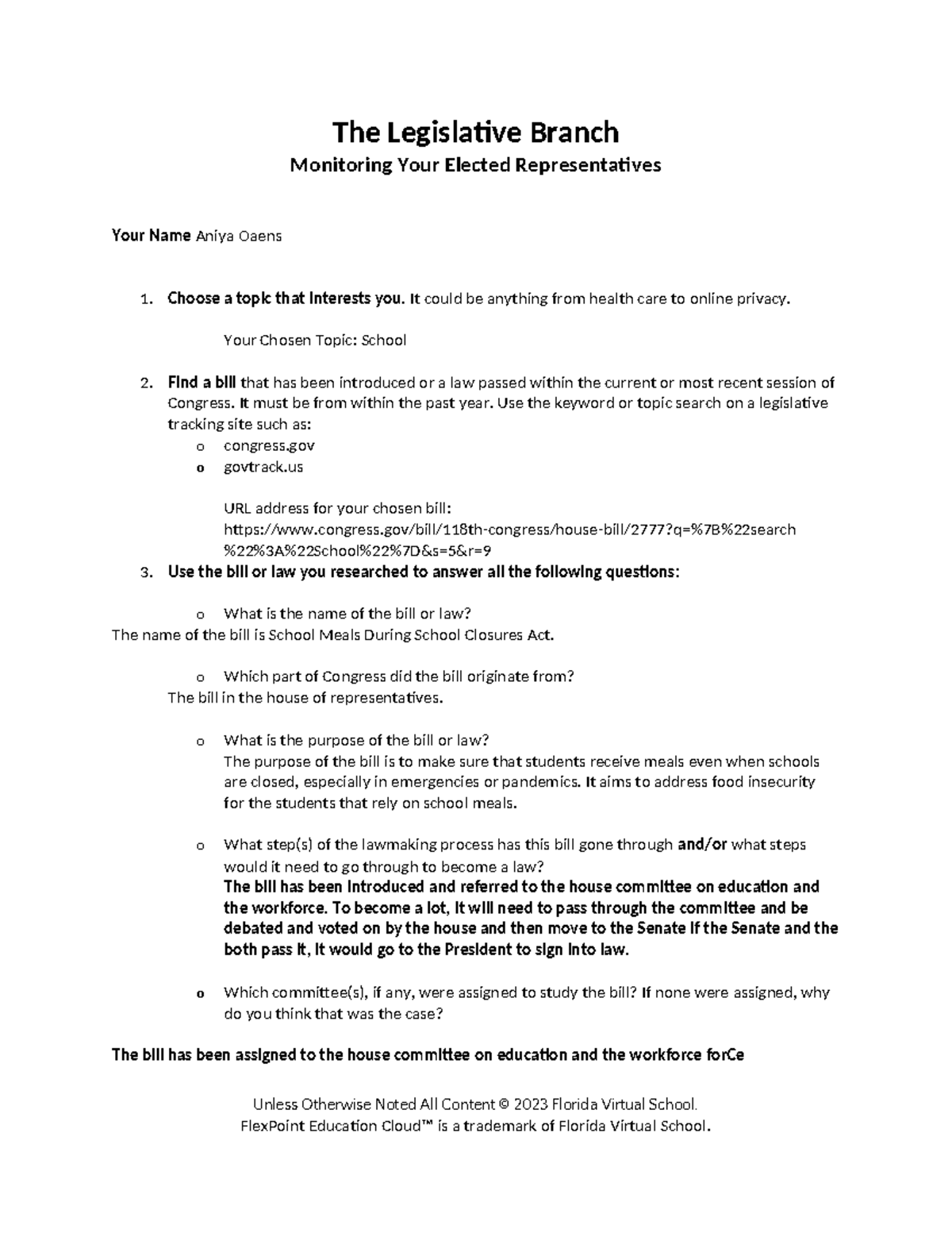 The legislative branch assignment template - The Legislative Branch ...