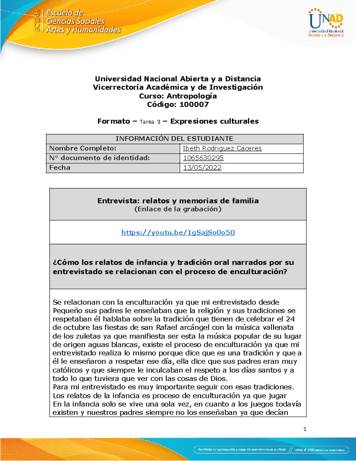 Formato - Tarea 3 - Expresiones culturales Ibeth rodriguez ...