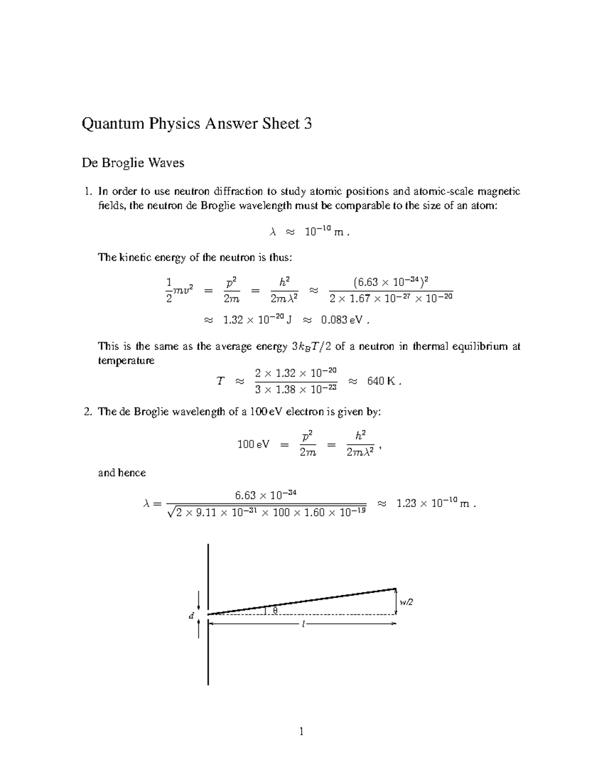Quantum Physics 2010-2011 Problem Sheet 3 - Solutions - Quantum Physics ...