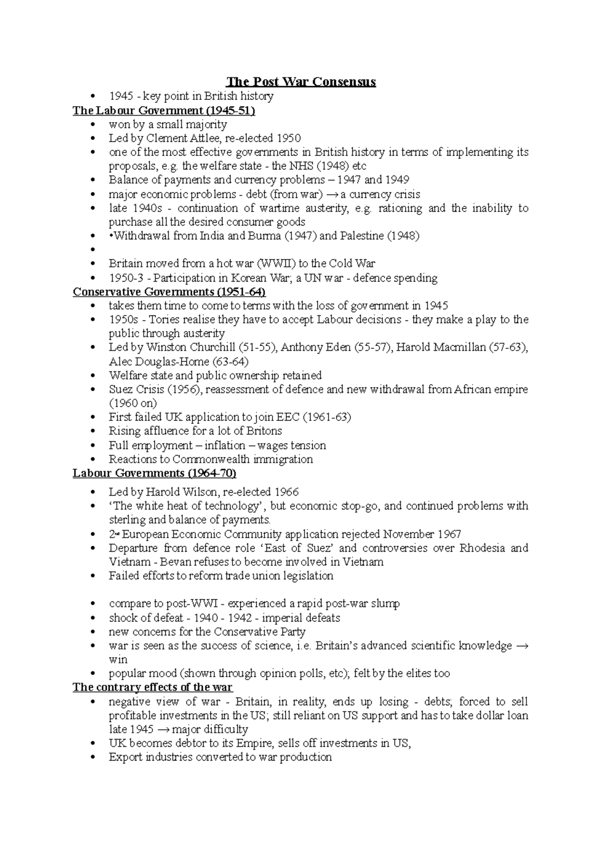 L 14 - Dr Helen McCarthy - The Post War Consensus 1945 - key point in ...